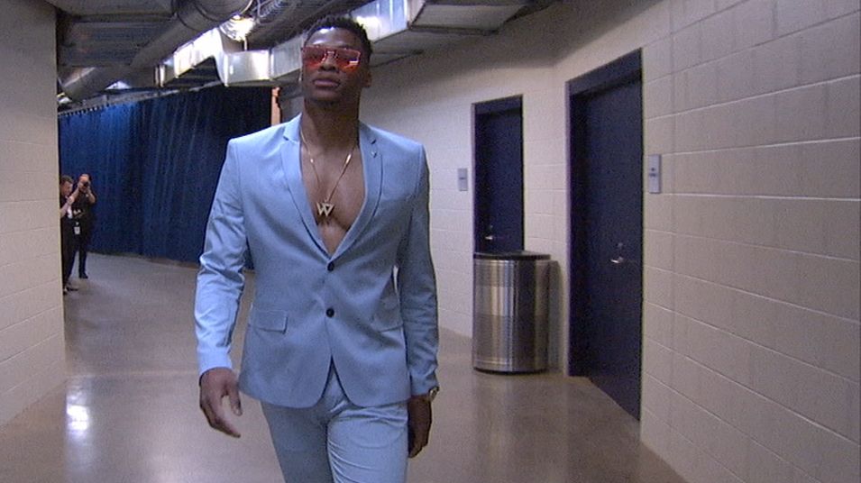 Westbrook arrives with interesting wardrobe choice - ESPN Video