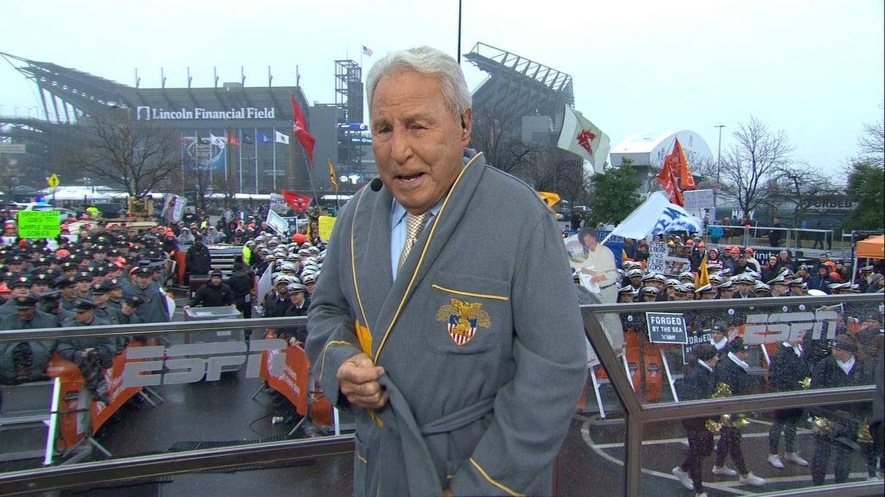 Corso dons Army robe on set - ESPN Video
