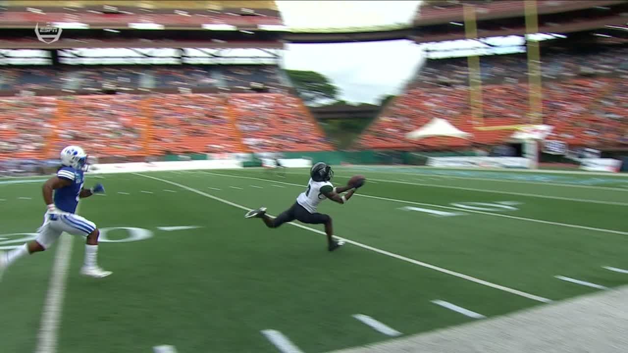 Hawai'i WR lays out for catch - ESPN Video