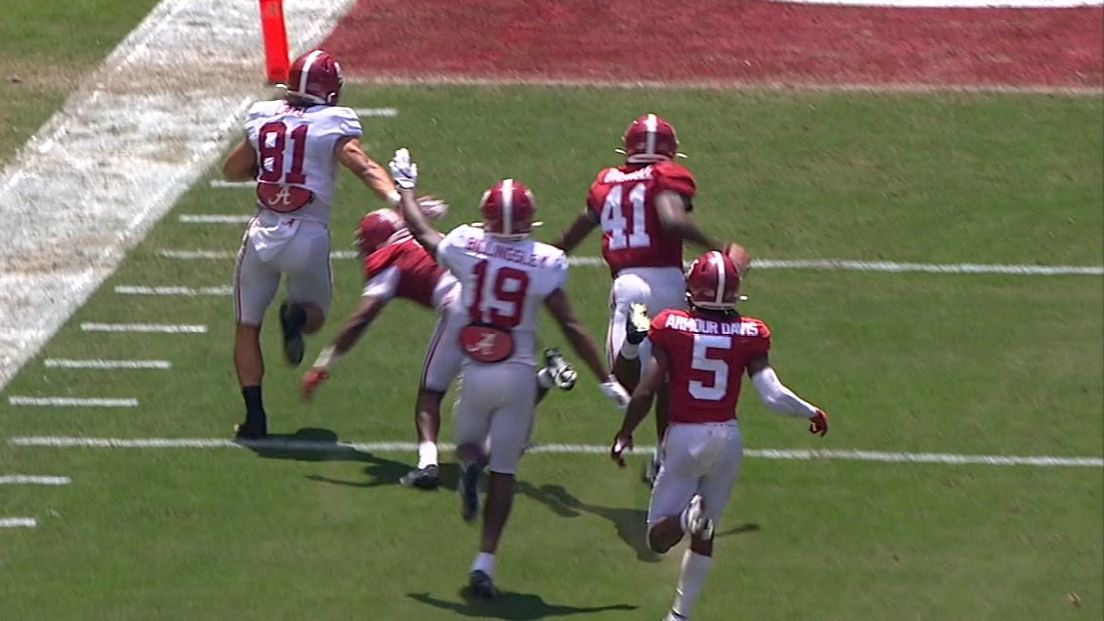 Young, Latu connect for 59-yard TD in Alabama spring game - ESPN Video