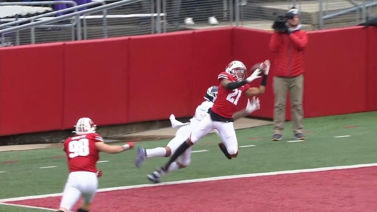 Andrew Marty gets picked off in the end zone by Wisconsin - ESPN Video