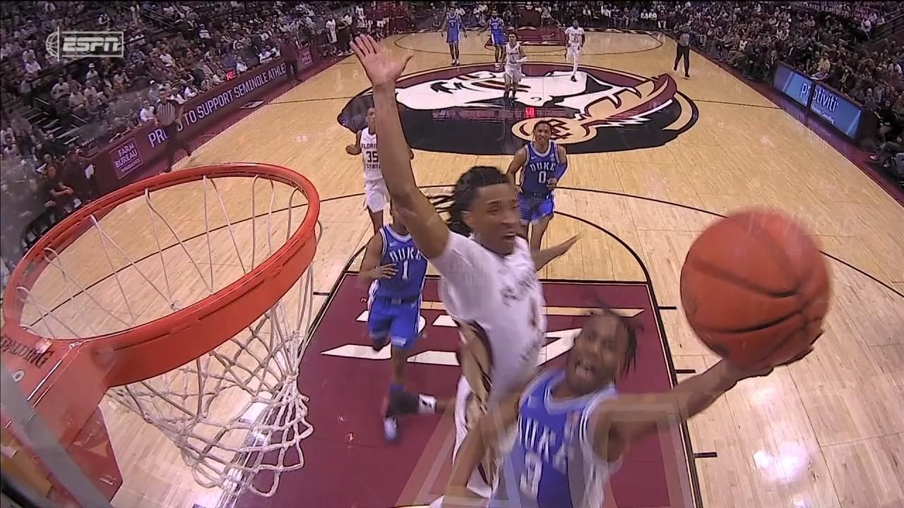 Caleb Mills gets up for a big-time block for the Seminoles - ESPN Video