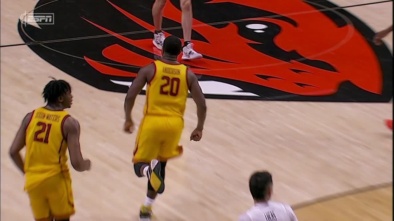 Ethan Anderson drains the hook shot - ESPN Video