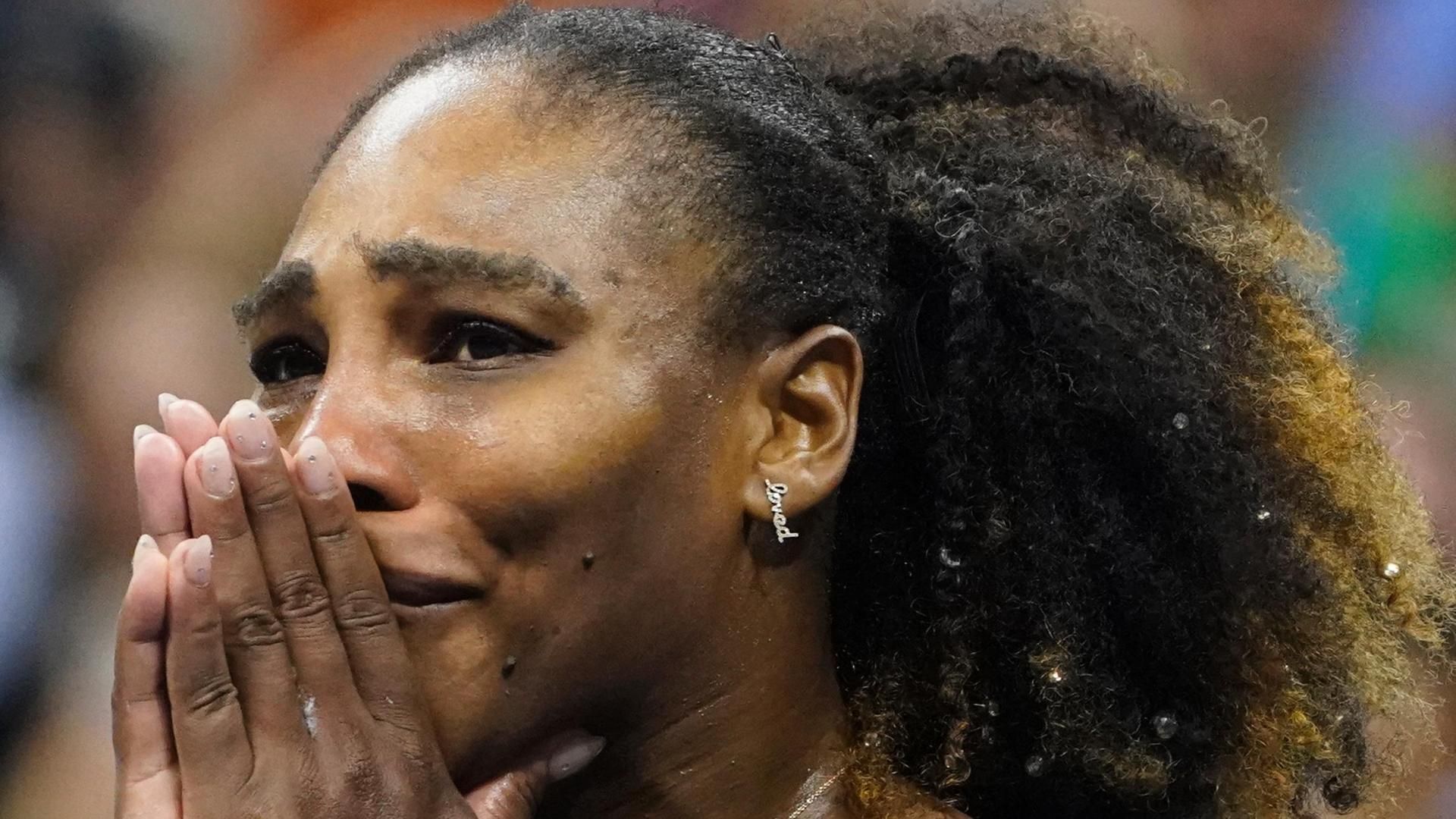 Serena fights back tears in emotional postmatch interview - ESPN Video