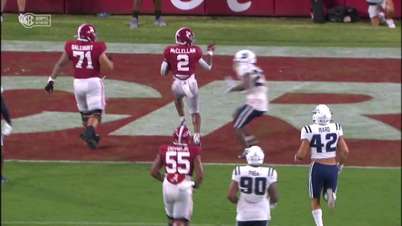 Jase McClellan reels in his 2nd TD of the day for Bama - ESPN Video