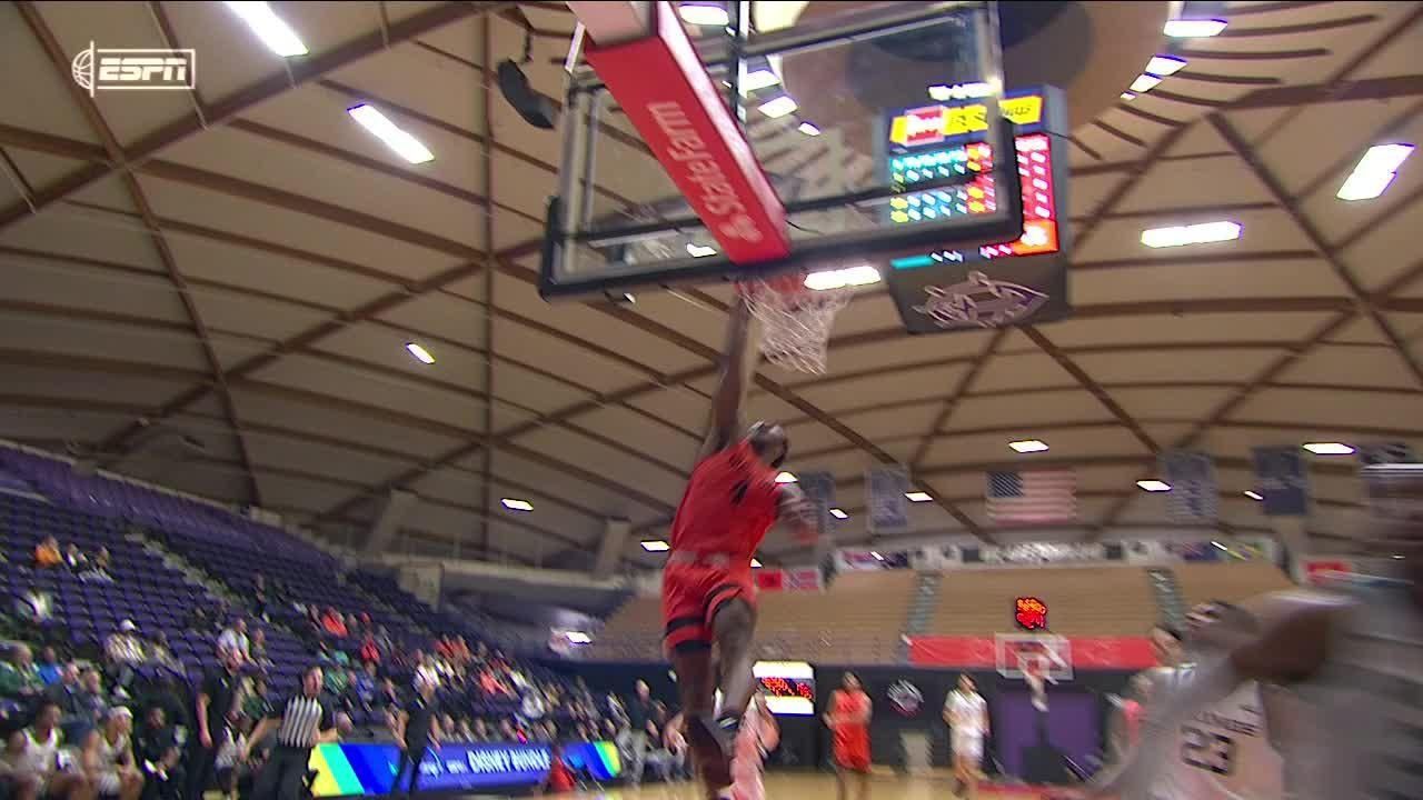 Dexter Akanno rocks the rim with slam dunk - ESPN Video