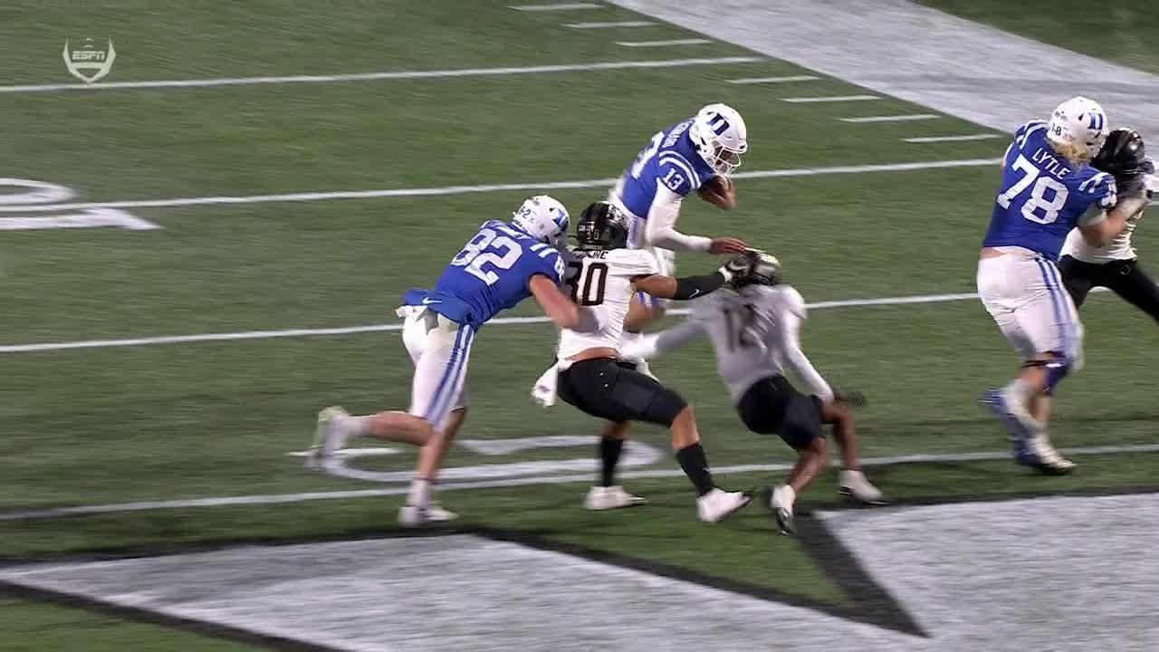 Duke's Riley Leonard dives for the TD - ESPN Video