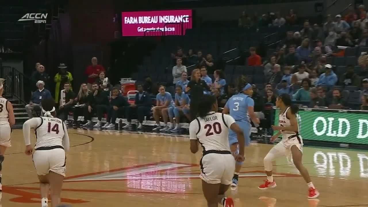 Camryn Taylor gets the layup to fall vs. North Carolina Tar Heels ...
