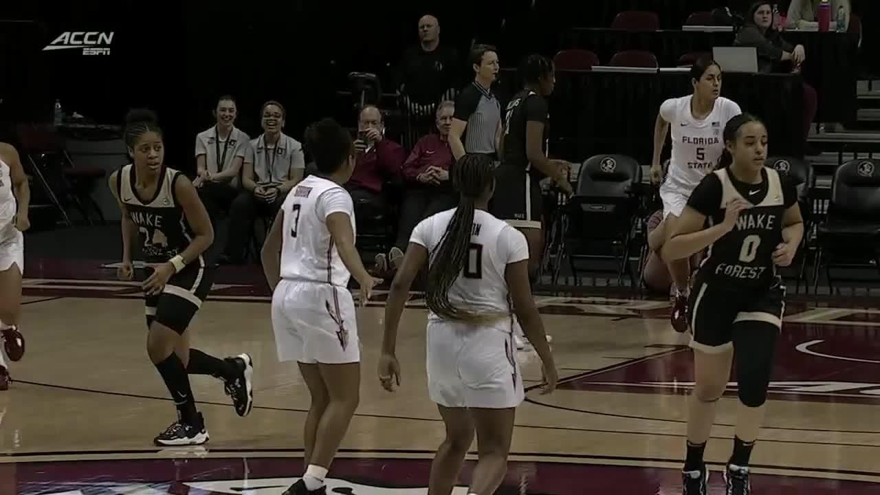 Ta'Niya Latson drills 3 in from Florida State Seminoles vs. Wake Forest Demon Deacons - ESPN Video