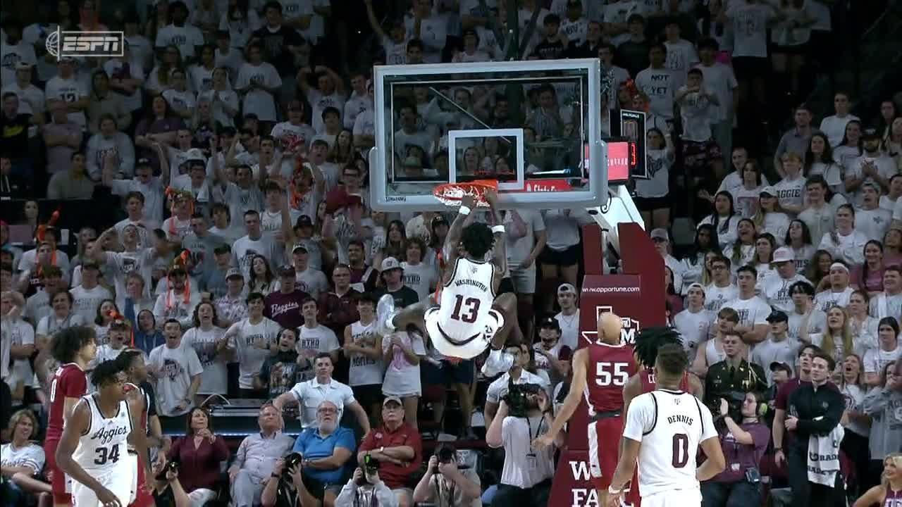 Solomon Washington rocks the rim with powerful flush - ESPN Video