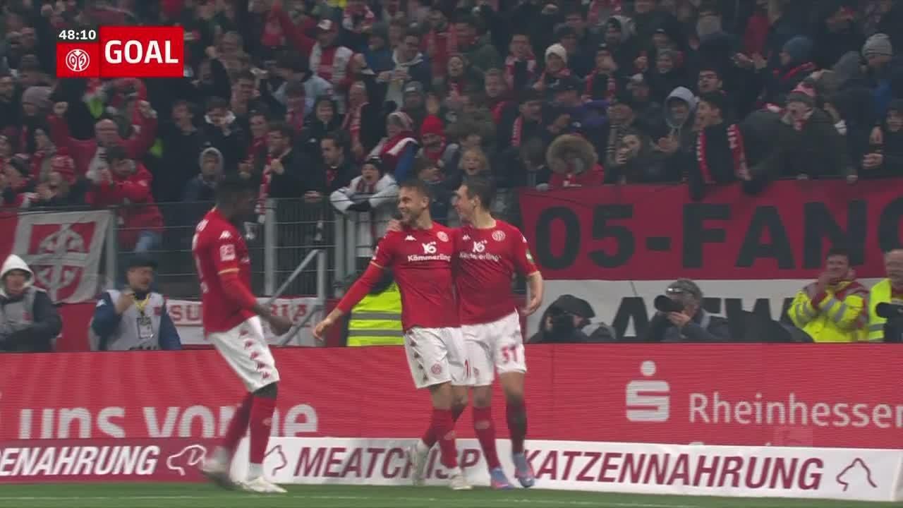 Marcus Ingvartsen goal 49th minute Mainz 2-0 Borussia Monchengladbach ...