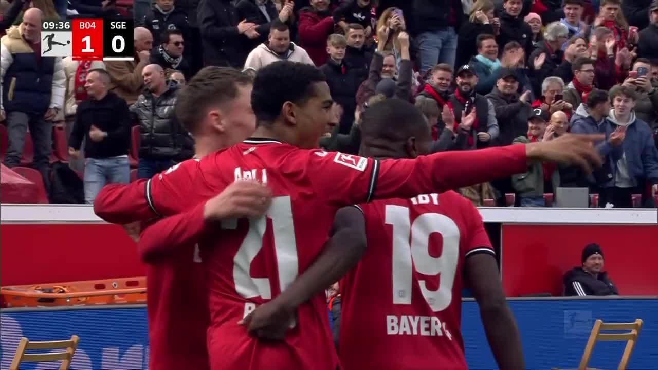 Amine Adli goal 10th minute Bayer Leverkusen 1-0 Eintracht Frankfurt ...