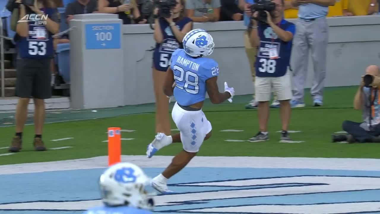 Omarion Hampton crosses goal line for 68-yard touchdown - ESPN Video