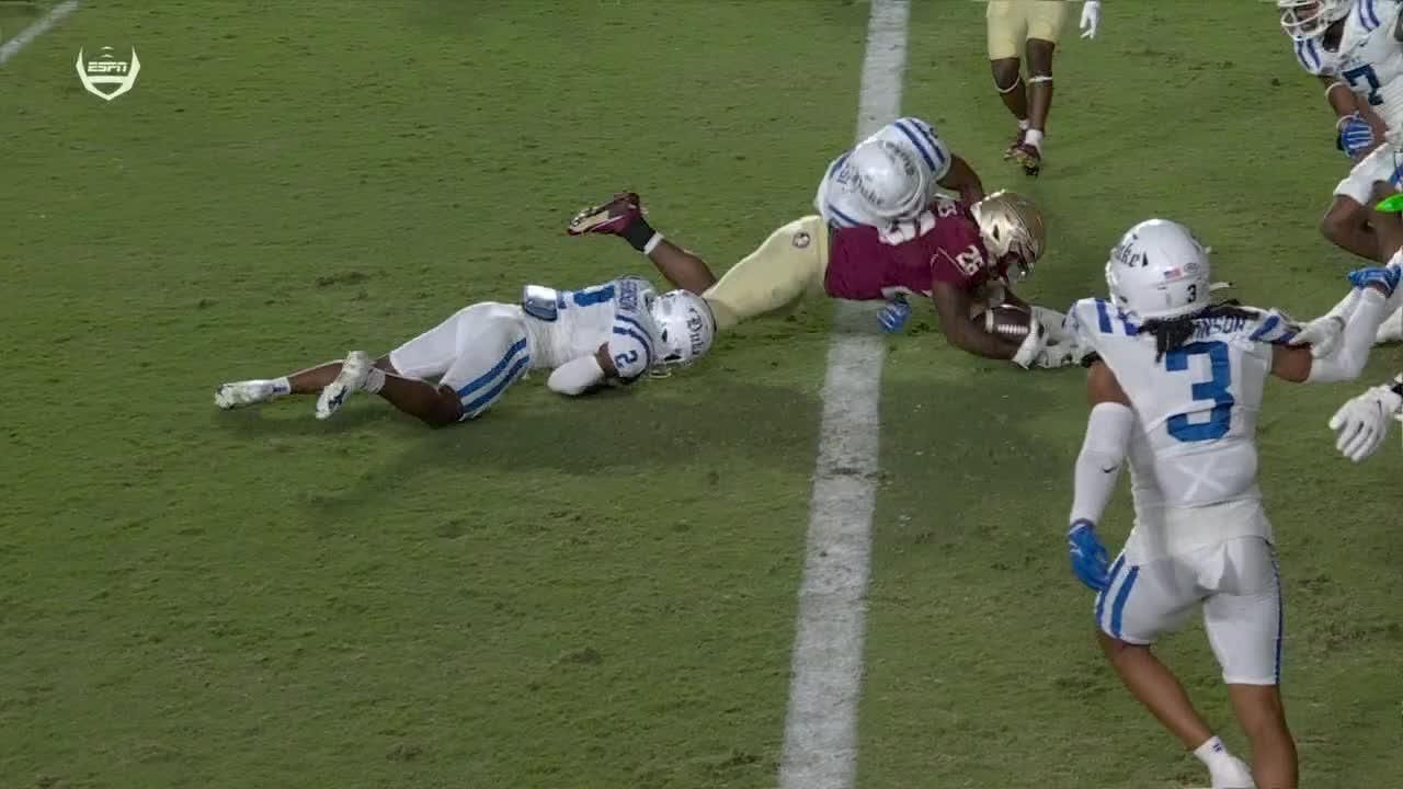 Caziah Holmes fights his way in for an FSU TD - ESPN Video