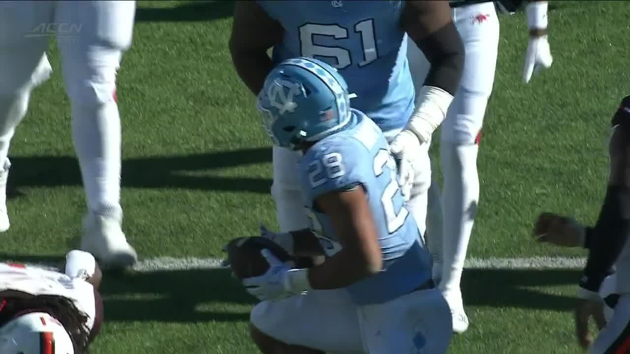 Omarion Hampton goes 16-yard on impressive rush - ESPN Video