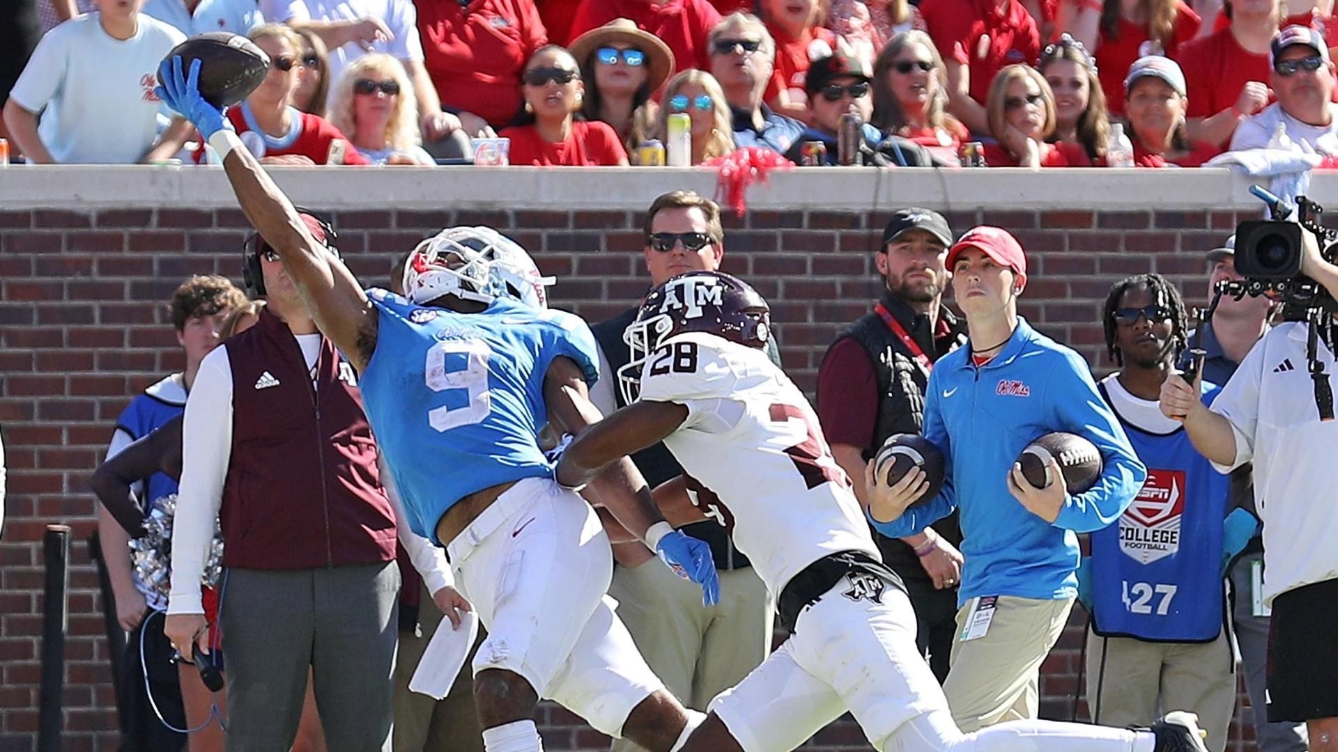 Tre Harris twists his body for unreal one-handed catch - ESPN Video