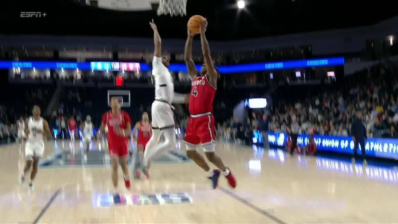 Chaunce Jenkins gets up not once, but twice, for 2 emphatic blocks ...