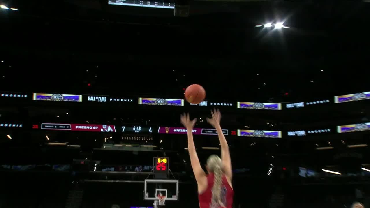 Jalyn Brown sends the shot away - ESPN Video