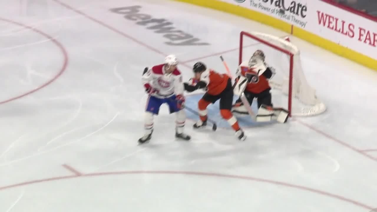 Sean Monahan redirects shot for a Canadiens goal - ESPN Video