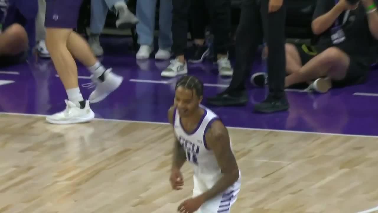 Rayshon Harrison hits the 3-pointer vs. Stephen F. Austin Lumberjacks ...