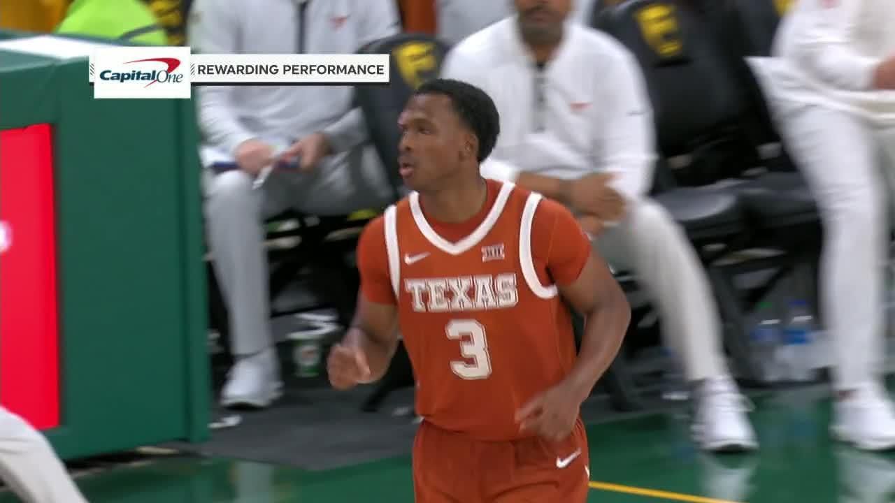 Max Abmas splashes a 3 and the Texas bench loves it - ESPN Video