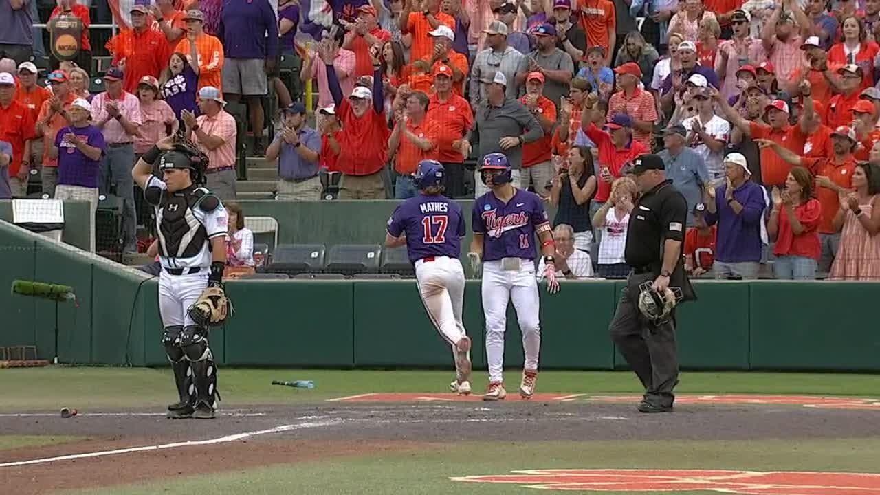 Clemson's Cam Cannarella hits one to warning track for go-ahead sac fly ...
