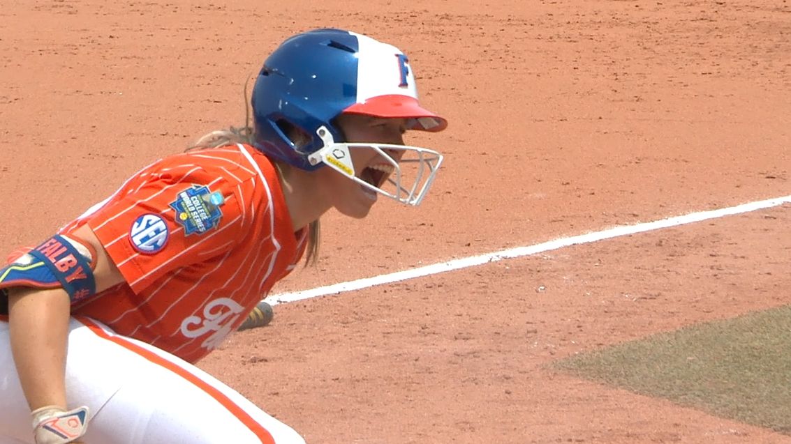 Kendra Falby's 1st hit of the WCWS is an inside-the-park HR - ESPN Video