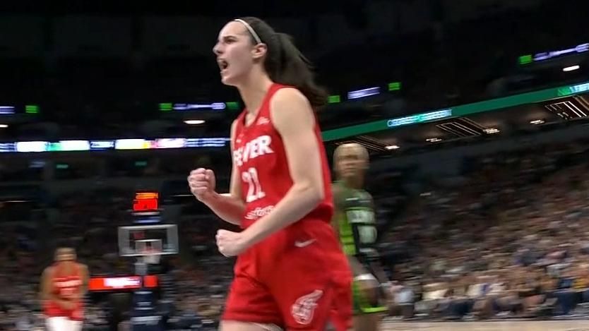 Caitlin Clark fired up after and-1 layup - ESPN Video