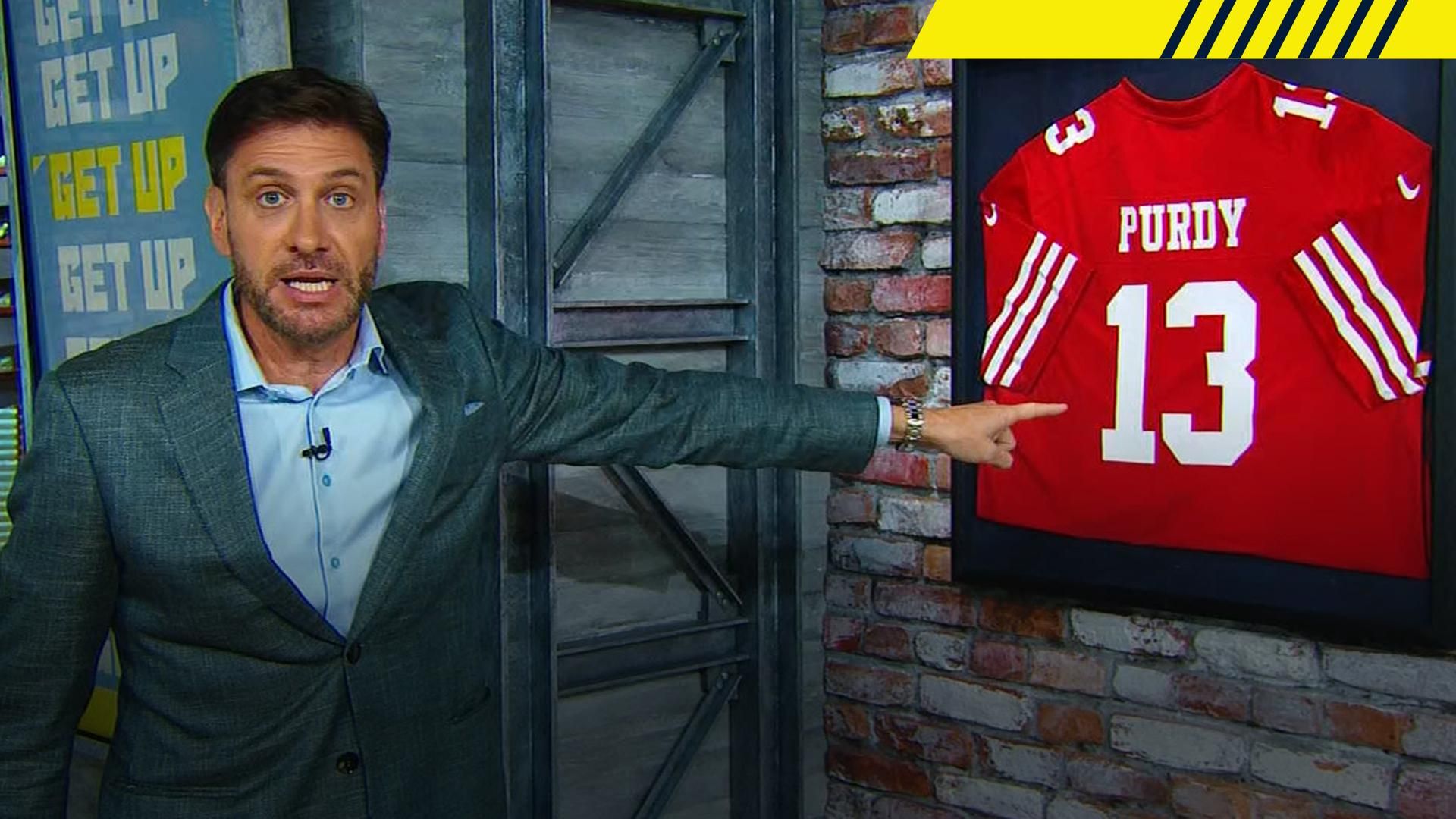 Greeny gets trolled with Purdy jersey in studio - ESPN Video