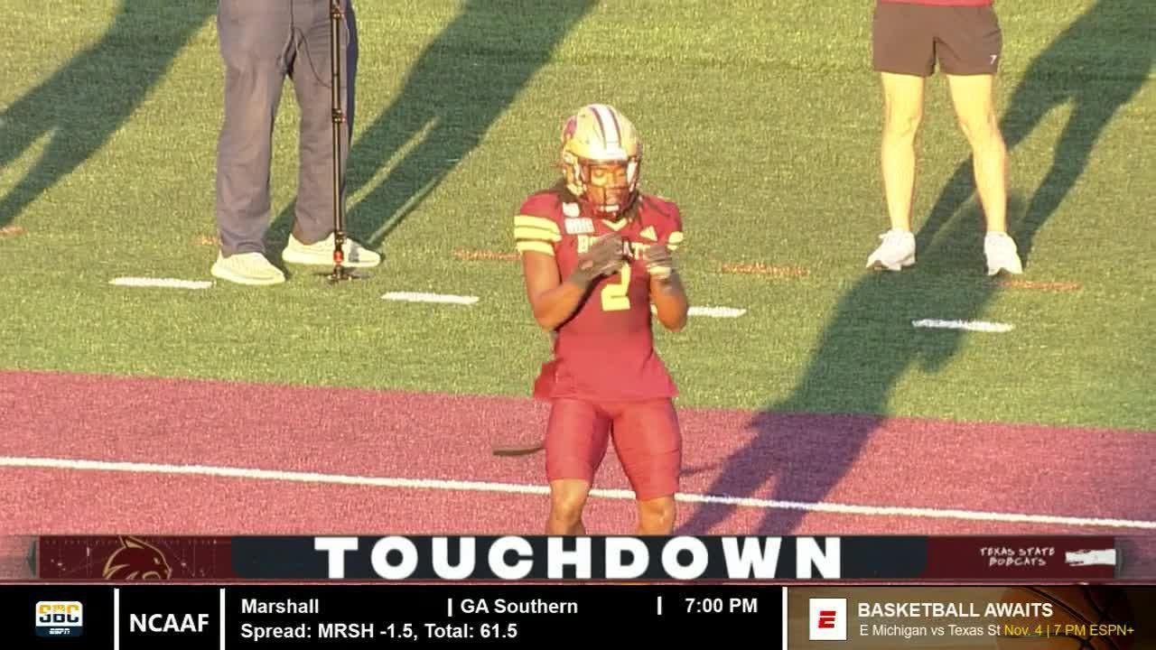 Kole Wilson makes catch for 53-yard TD catch for Texas State - ESPN Video