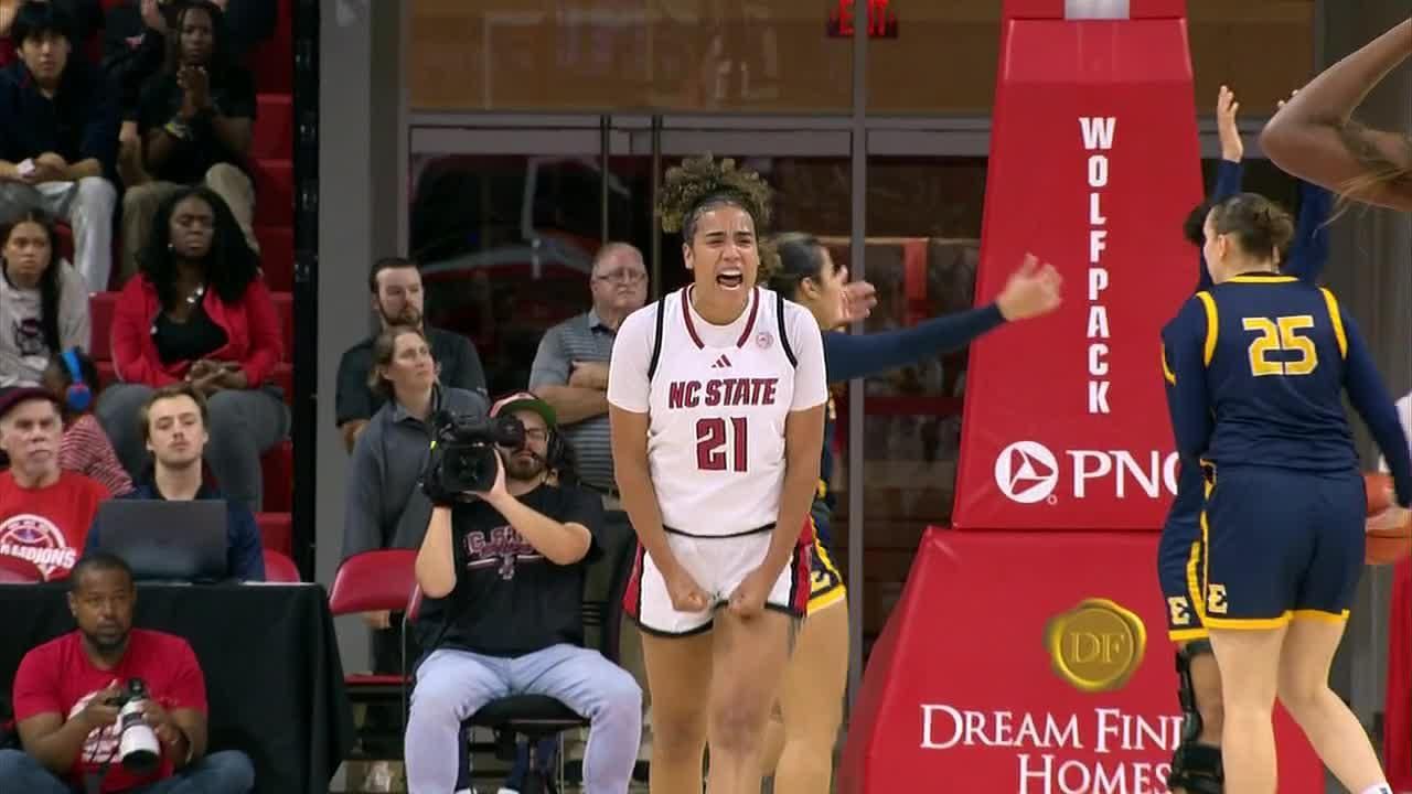 Madison Hayes amped up after and-1 for NC State - ESPN Video