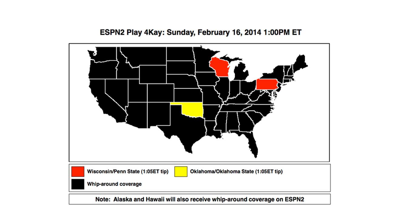 Women's Basketball: Sunday's Play 4Kay coverage maps - ESPN