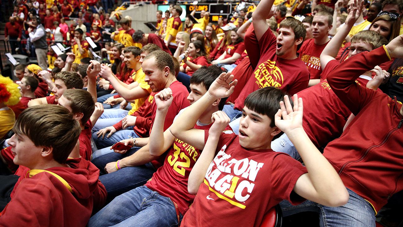 Iowa State students tease Oklahoma State's Marcus Smart with mass flop ...