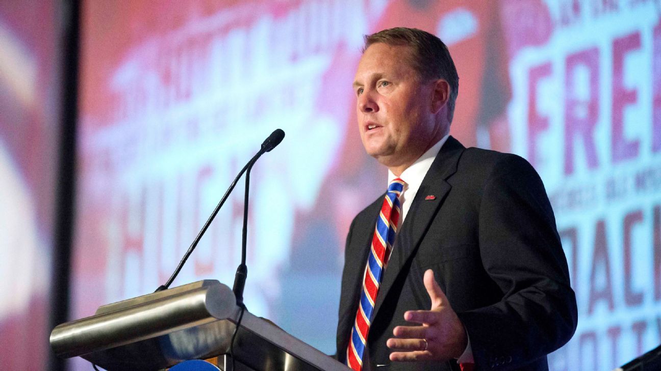 Former Ole Miss coach Hugh Freeze shows remorse speaking at Liberty ...