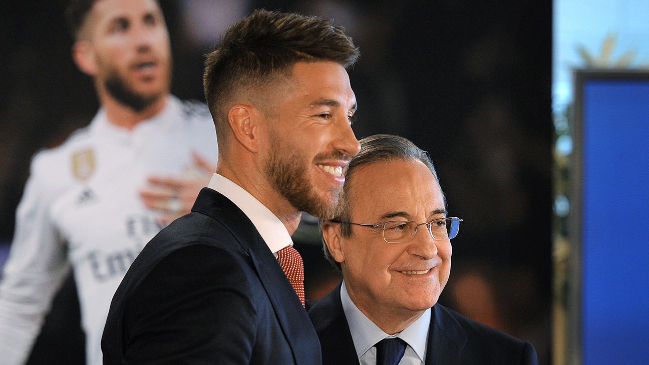 Sergio Ramos Florentino Perez smile Real Madrid fans react - ESPN
