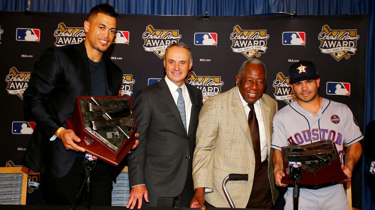 Miami Marlins' Giancarlo Stanton, Houston Astros' Jose Altuve win Hank ...