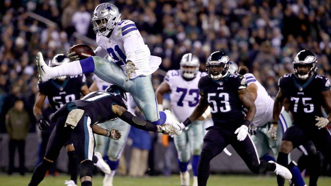 Watch: Ezekiel Elliott hurdles Eagles defender - ESPN - Dallas Cowboys ...