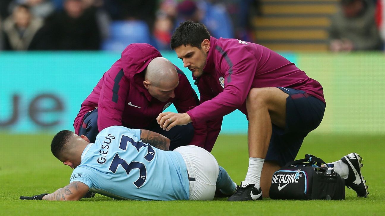 Man City confirm Gabriel Jesus suffered MCL injury at Palace - ESPN