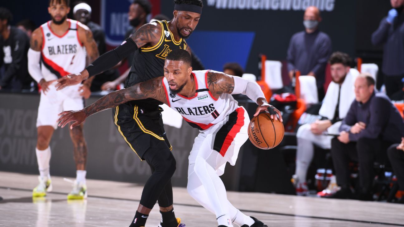 Trail Blazers' Damian Lillard exits Game 4 with knee injury - ESPN