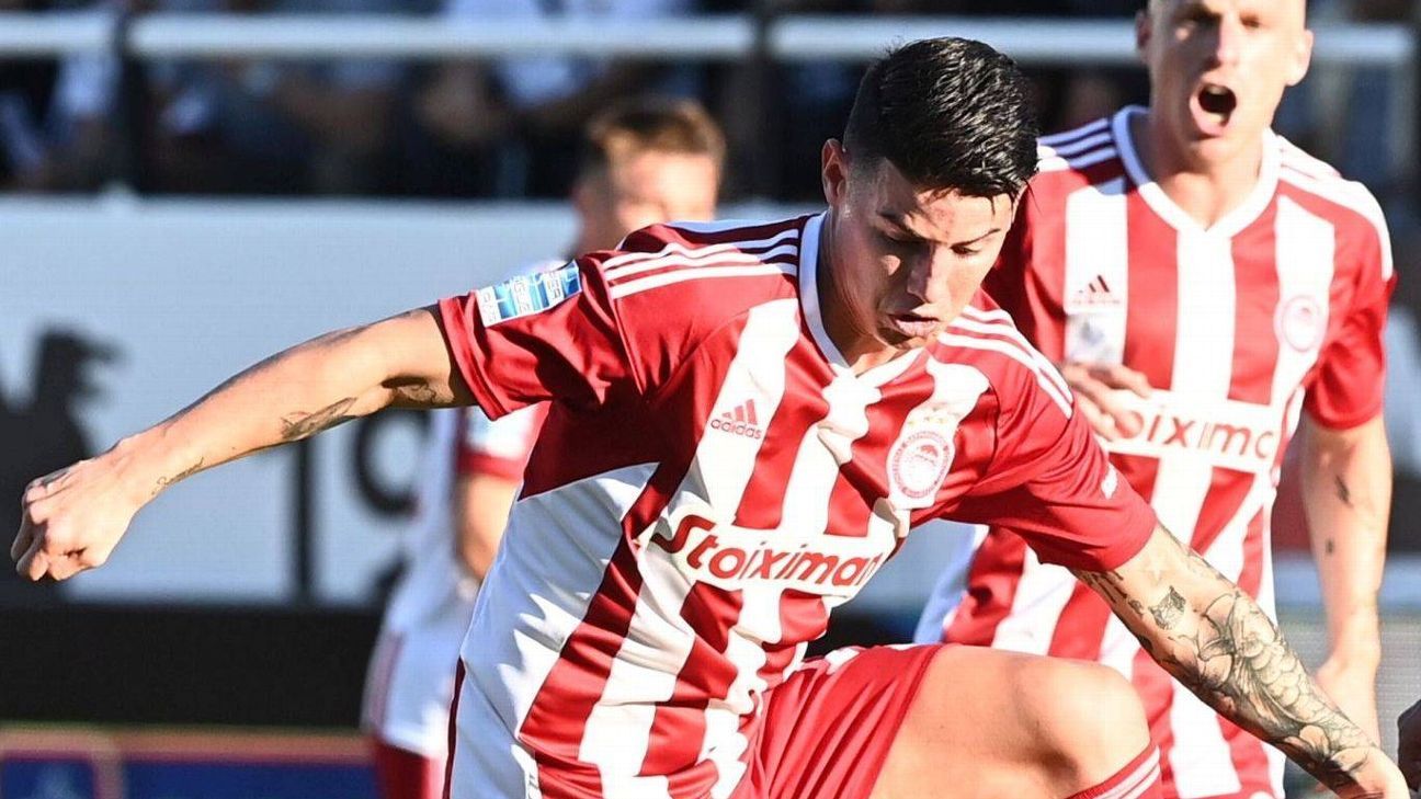 Los números del corto paso de James Rodríguez por Olympiacos - ESPN