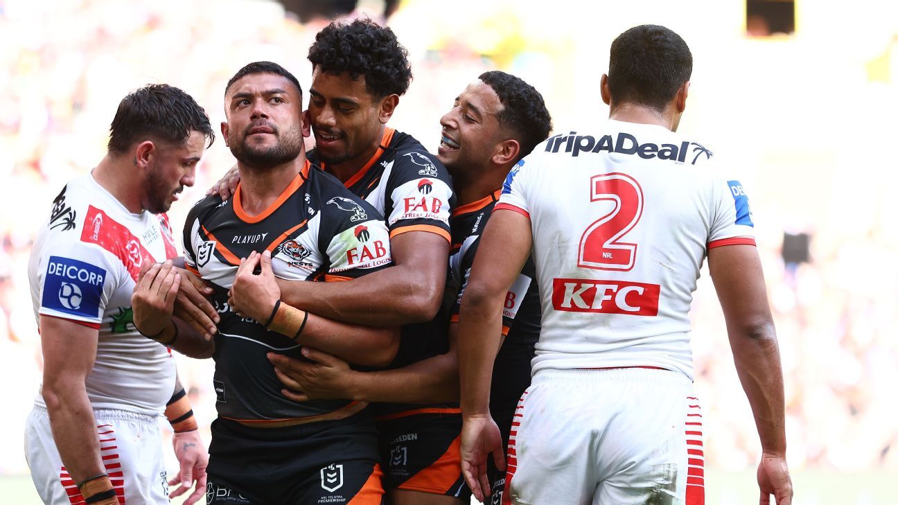 NRL Rd10 Tigers win again to heap pain on Dragons, Griffin - ESPN