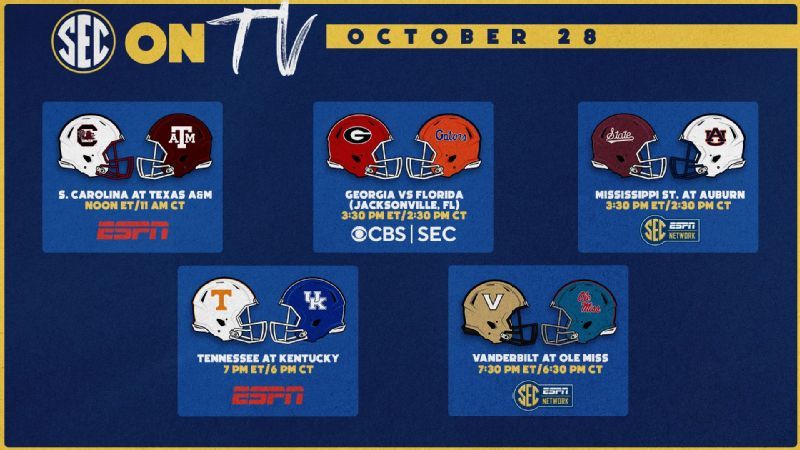 SEC Football on TV: Week 9