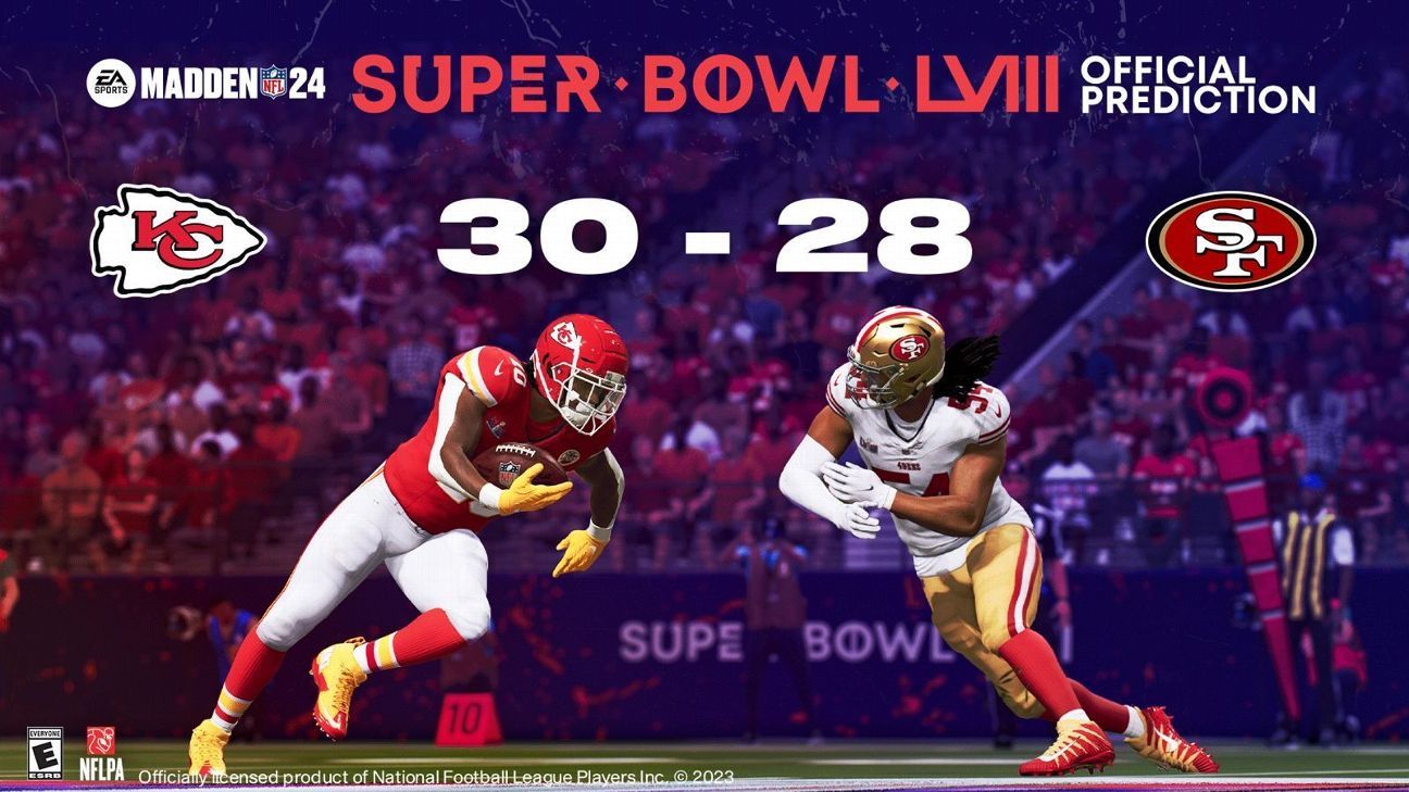 El Madden NFL 24 pronostica triunfo de los Chiefs en el Super Bowl LVIII - ESPN