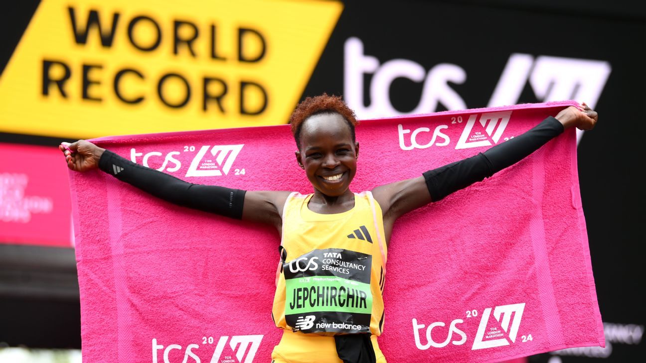 Peres Jepchirchir breaks women's-only marathon record in London - ESPN