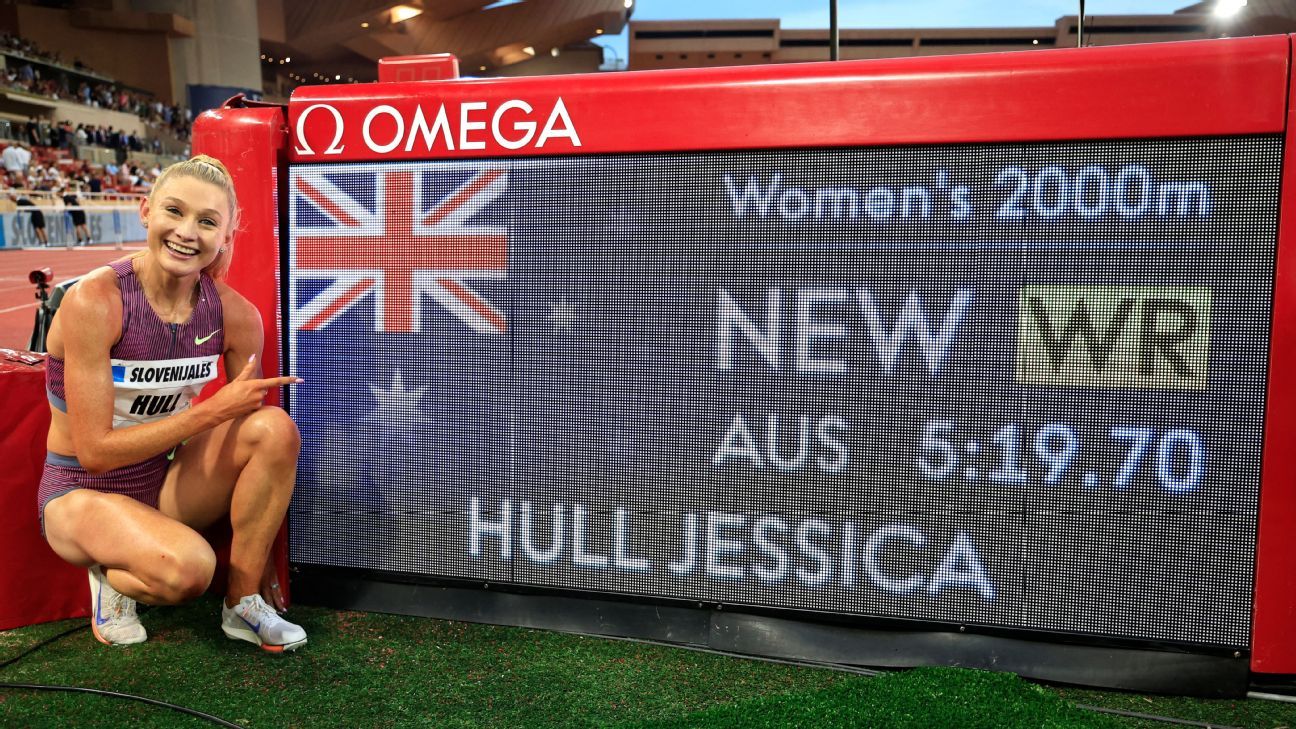 Aussie Jessica Hull breaks 2000m world record in Olympic statement - ESPN
