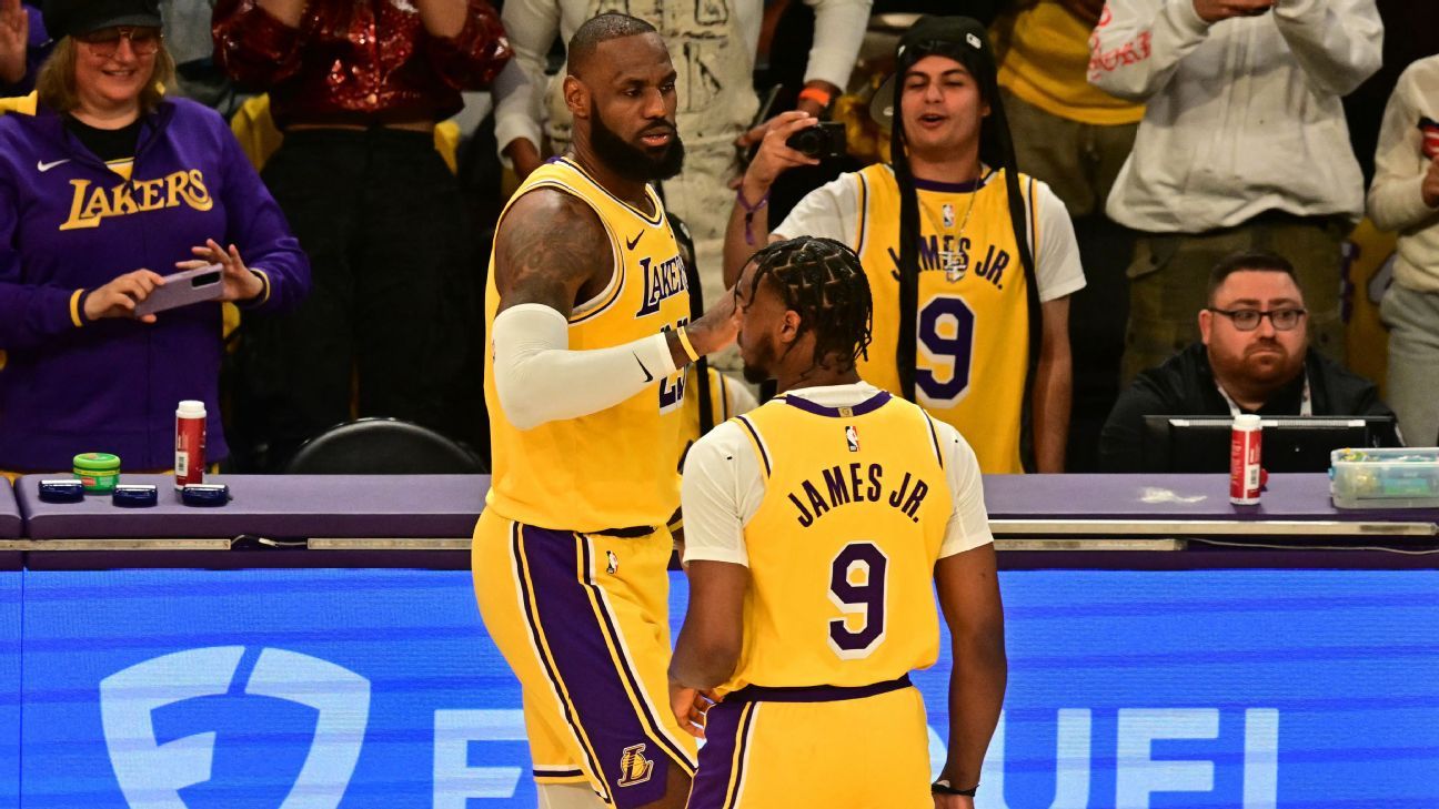 Bronny James estreia nos Lakers ao lado de LeBron e faz história na NBA ...