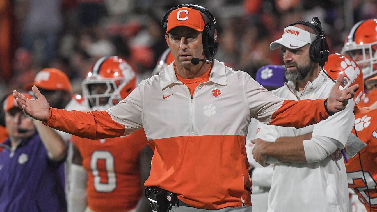 College football Bottom 10 after Week 10: Clemson thrown for loss - ESPN