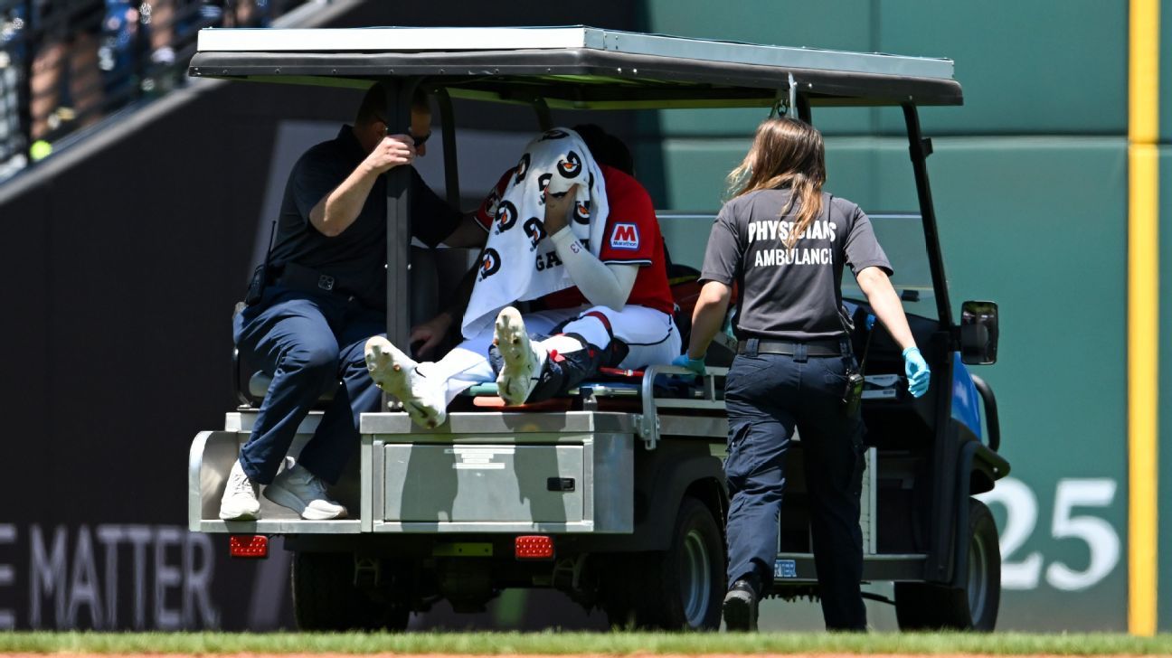 Guardians: Gabriel Arias sale en carrito por lesión de tobillo - ESPN