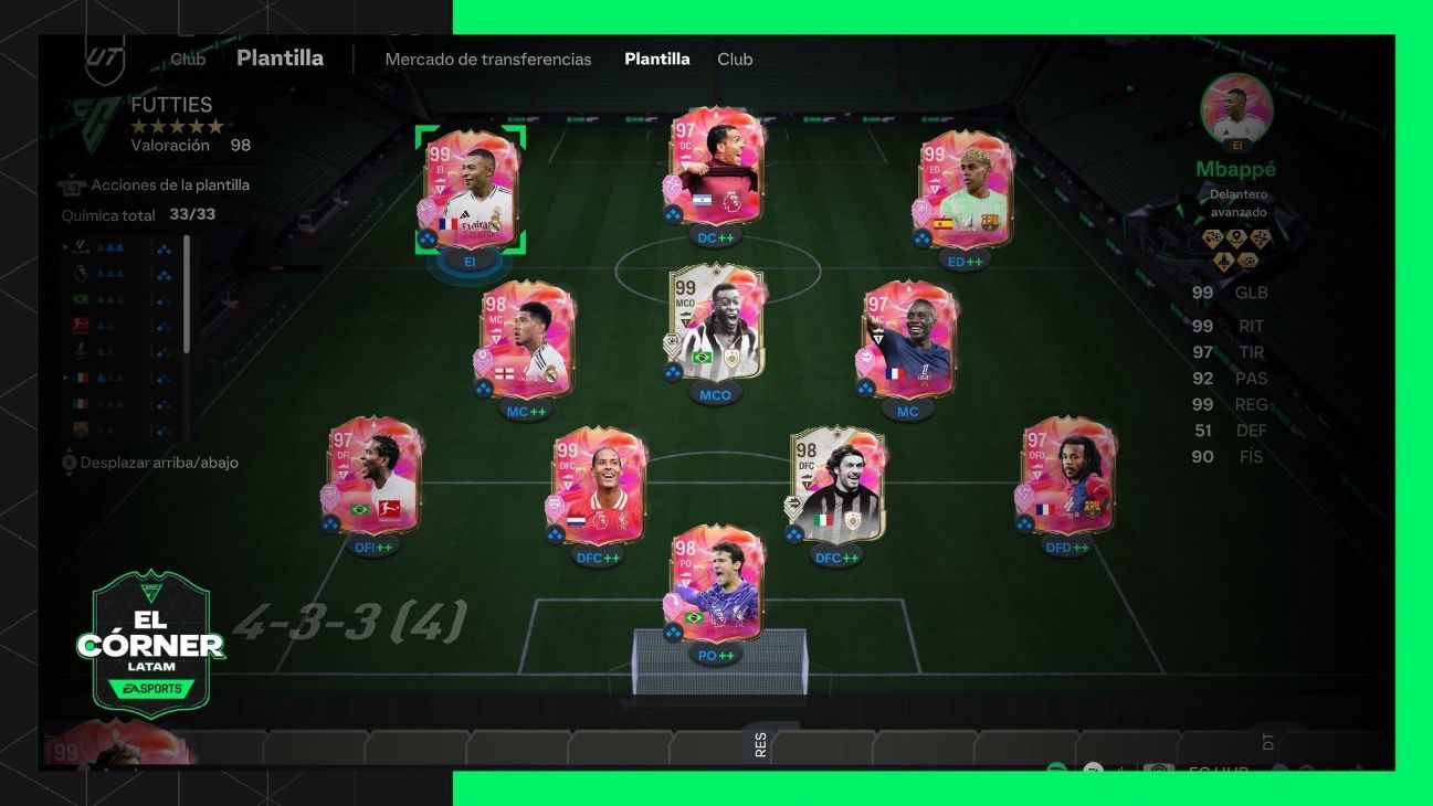 Mbappé y Pelé lideran el Equipo 1 del EA FC 25 FUTTIES - ESPN