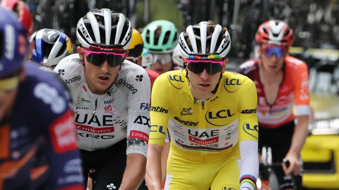 Tadej Pogačar avoids disaster in car collision, builds Tour lead - ESPN